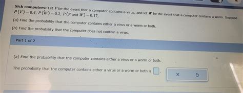 Solved Sick Computers Let V Be The Event That A Computer Chegg Com