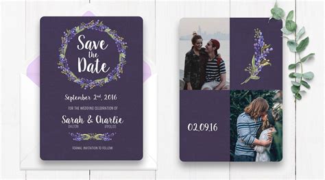 Rustic Save The Date Invitations Lavendar Digital Printable DIY Etsy