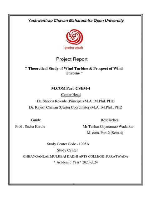 Tushar Project 444 Pdf Wind Turbine Renewable Energy