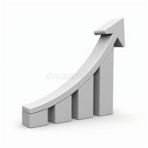 3d Gray Bar Graph With Ascending Trend And Arrow Indicating Growth Stock Illustration
