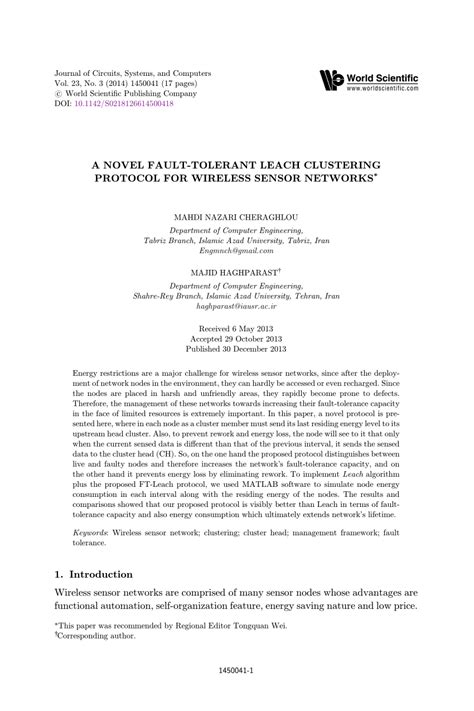 Pdf A Novel Fault Tolerant Leach Clustering Protocol For Wireless