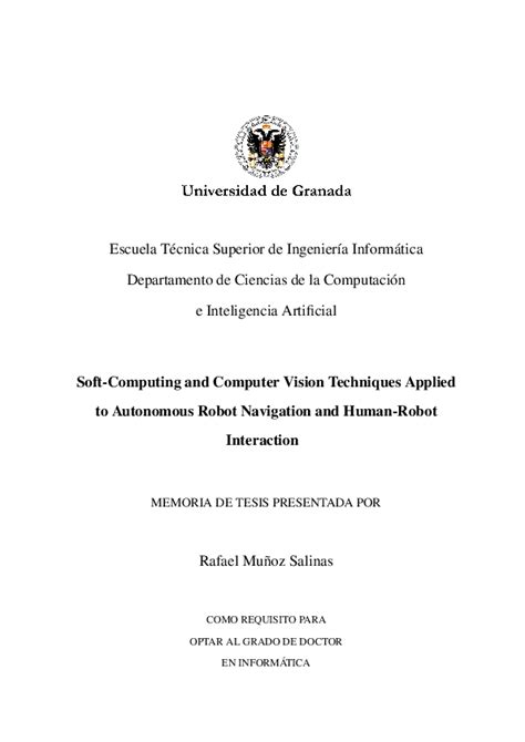 pdf soft computing and computer vision techniques applied to autonomous robot navigation and