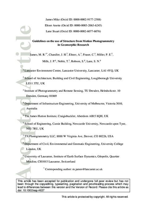 Pdf Guidelines On The Use Of Structure‐from‐motion Photogrammetry In