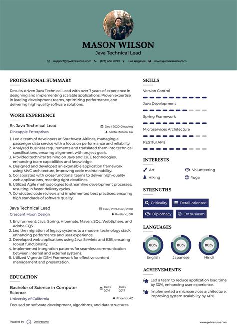 10 java technical lead resume samples and templates for 2025