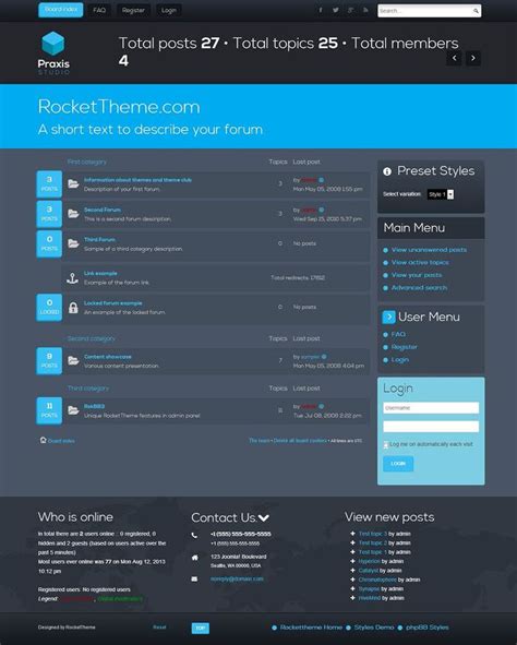 Praxis PhpBB Style Responsive PhpBB3 Theme From RocketTheme