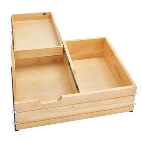 REV A SHELF INC Frameless Tiered Deep Drawer With Soft Close Slides Maple Rev A Shelf