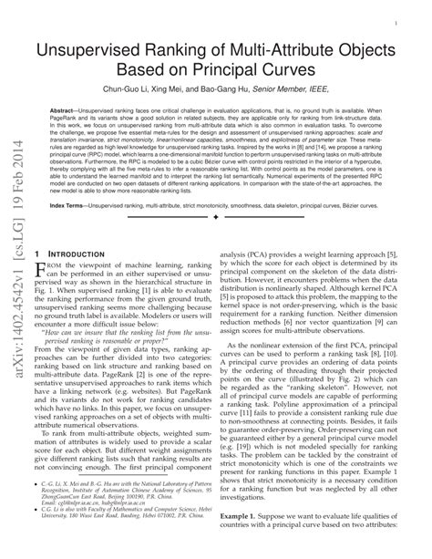 Pdf Unsupervised Ranking Of Multi Attribute Objects Based On Principal Curves