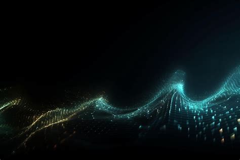 Premium Photo A Glowing Particle And Binary Wave Pattern On Dark