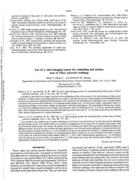 Pdf Use Of A Video Imaging System For Estimating Leaf Surface Area Of Pinus Sylvestris