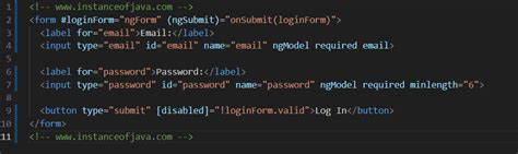angular template driven forms instanceofjava