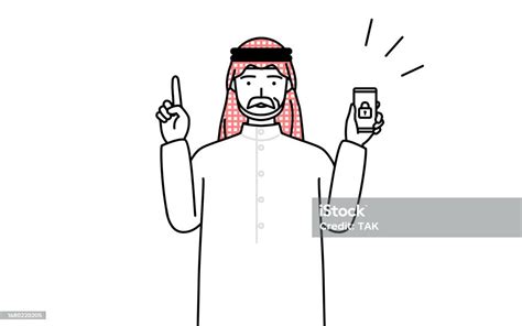 고위 무슬림 남성이 휴대전화에 대한 보안 조치를 취하고 있다 Brand Name Mobile Payment에 대한 스톡 벡터 아트 및 기타 이미지 Brand Name