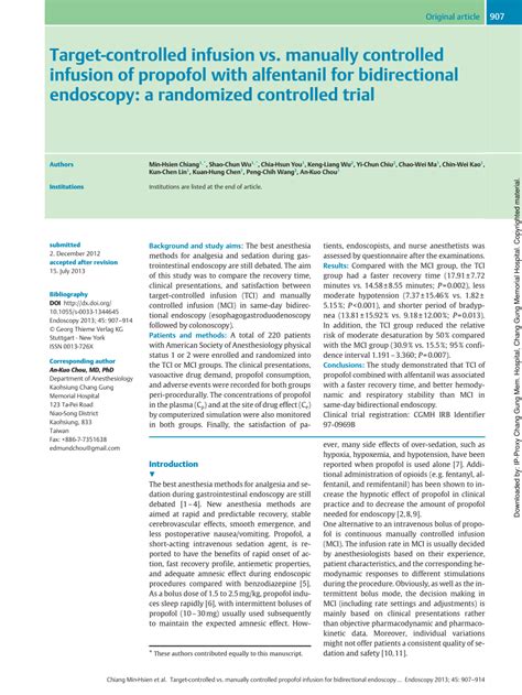 Pdf Target Controlled Infusion Vsmanually Controlled Infusion Of Propofol With Alfentanil For