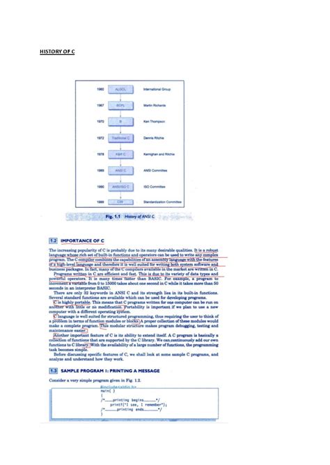 C Notes Bachelors Of Computer Application Bca History Of C Basic Structure Of C Programs