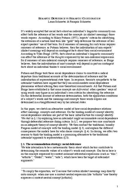 Pdf Semantic Deference Vs Semantic Coordination
