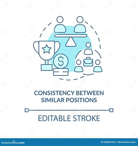 Consistency Between Similar Positions Turquoise Concept Icon Stock