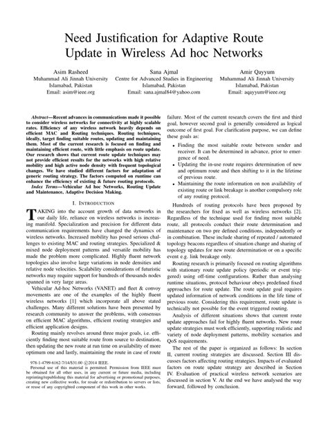 Pdf Need Justification For Adaptive Route Update In Wireless Ad Hoc Networks