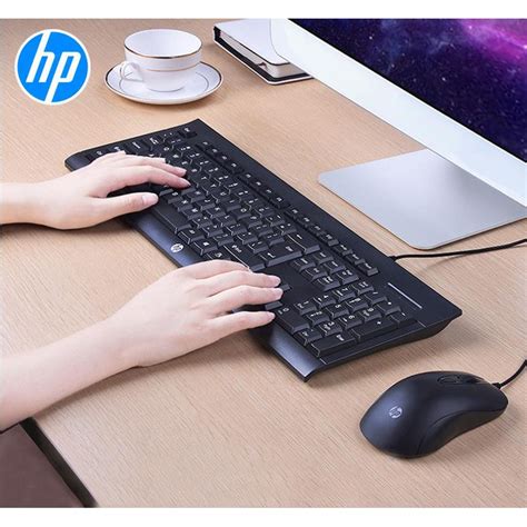 HP KM100 Wired Keyboard Mouse Combos Gaming DPI Mouse Mice Keyboard Set For PC Laptop Shopee
