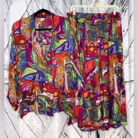 Vintage Pants And Jumpsuits Vtg 9s Abstract Artsy Palazzopant Setsuit M Poshmark