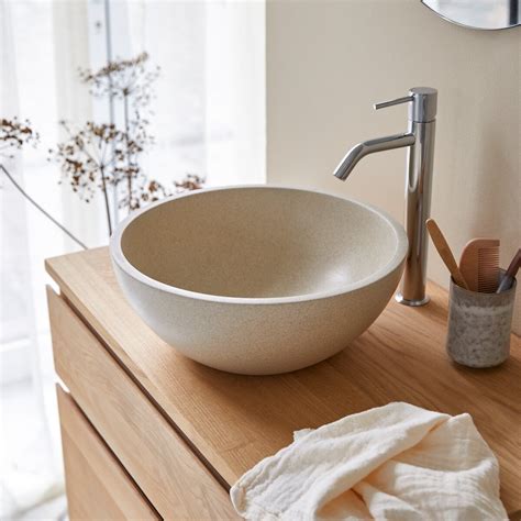 Vasque Ronde En Terrazzo Cream Micha Accessoires Salle De Bain Tikamoon