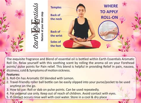 Earth Essential Aroma Therapy Roll On Essential Natural Oil Used