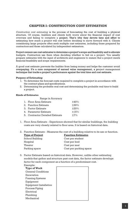 Introduction TO Construction COST Estimation CHAPTER I CONSTRUCTION COST ESTIMATION Studocu