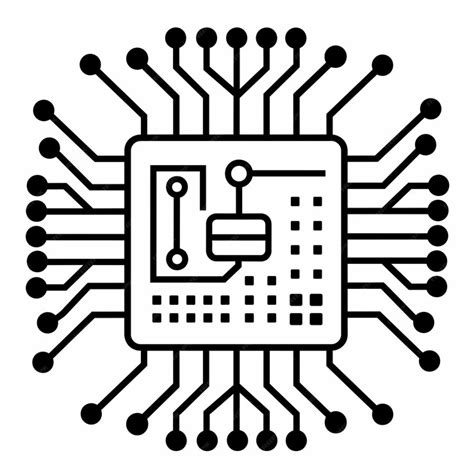 Premium Vector Black And White Illustration Of A Microchip With