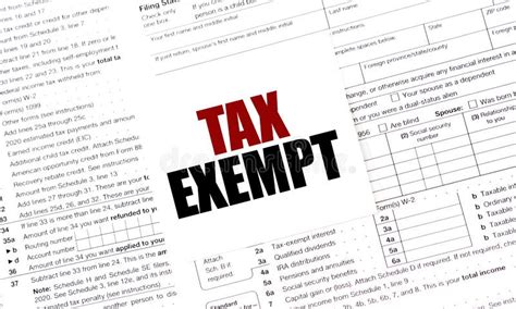 Tax Exempt On White Sticker With Tax Forms Stock Image Image Of