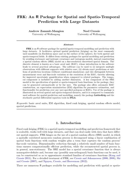 Frk Large Spatial Spatiotemporal Datasets Pdf Vector Autoregression Dependent And
