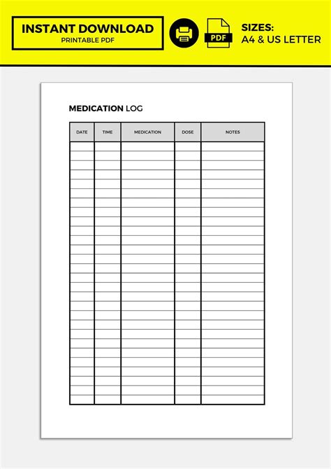 Medication Log Etsy