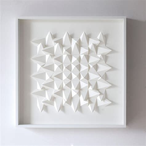 Anna Kruhelska U 182 White Abstract Geometric Minimalist 3d Composition With Folded Paper