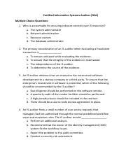 CISA Exam Prep IS Auditor Multiple Choice Questions Course Hero