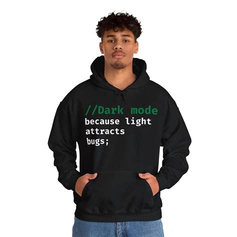 Dark Mode Geeky Coder It Developer Hoodie Unisex Sweatshirt For Bug Fearing Programmers Heavy