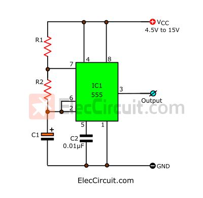 Simple 555 Pulse Generator Circuits Tested ElecCircuit Com