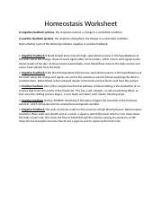 Homeostasis Worksheet Answers Key Anatomy And Physiology