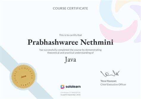 Nethmini Gayathree Silva On Linkedin Sololearn Java Certificate
