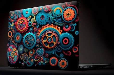 Premium Photo Laptop With Gears Work For Programmer Generative Ai