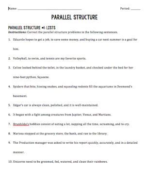 Parallel Structure By Welling World ELA Teachers Pay Teachers