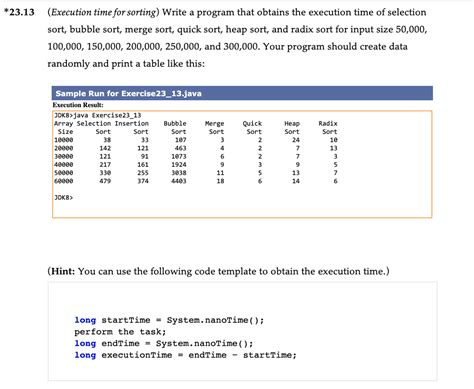 Execution Time For Sorting Write A Program That
