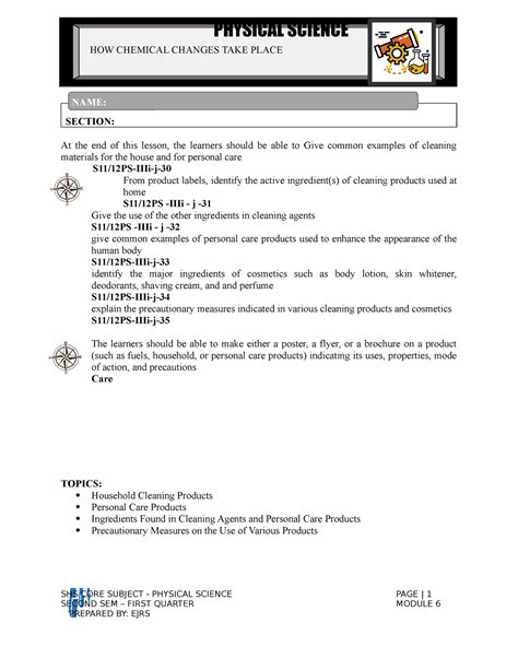 PS Module 06 Physical Science Provides The Study Of Different Steps Related To The Inorganic