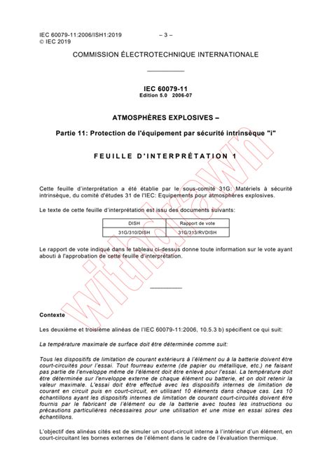 Iec 60079 11 2006 Ish1 2019 Interpretation Sheet 1 Explosive
