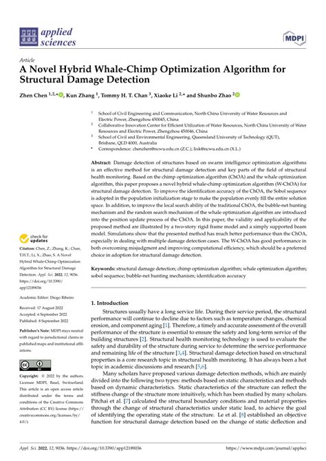PDF A Novel Hybrid Whale Chimp Optimization Algorithm For Structural