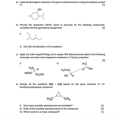 Solved A Label All Stereogenic Centres In The Given