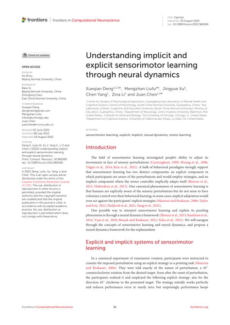 Pdf Understanding Implicit And Explicit Sensorimotor Learning Through