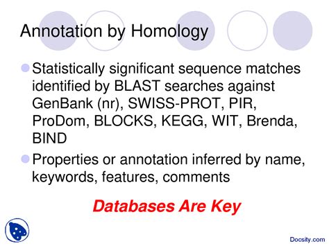 Annotation By Homology Modern Biogenetics Lecture Slides Docsity