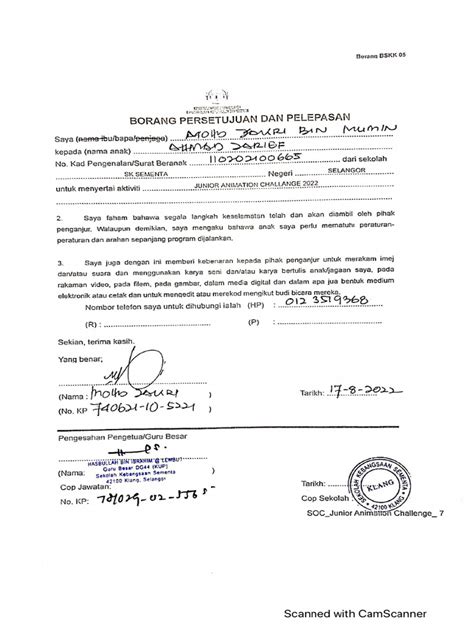 Borang Persetujuan Dan Pelepasan Pdf