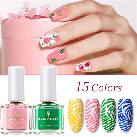 Born Pretty 15 색 여름 시리즈 네일 스탬핑 폴리쉬 새로 달콤한 스타일 스탬프 플레이트 인쇄 바니시 캔디 네일 광택