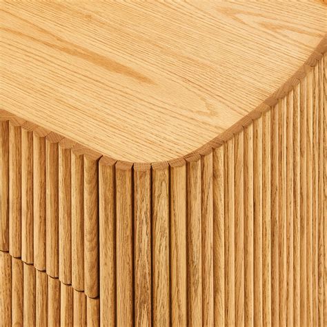 Astor 23 Inch Natural Fluted Solid Oak Nightstand With 3 Solid Wood