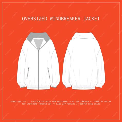 Premium Vector Oversized Zip Through Windbreaker Jacket Cad Drawing