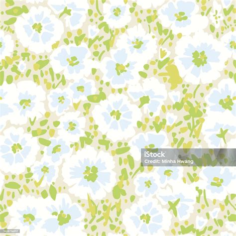 파스텔 색상의 이음새가 없는 반복 패턴을 가진 벡터 꽃 일러스트 레이 션 0명에 대한 스톡 벡터 아트 및 기타 이미지 0명 귀여운 꽃 나무 Istock