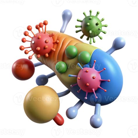 Colorful 3d Virus Illustration Microbe Cell Graphic Design 55719592 Png